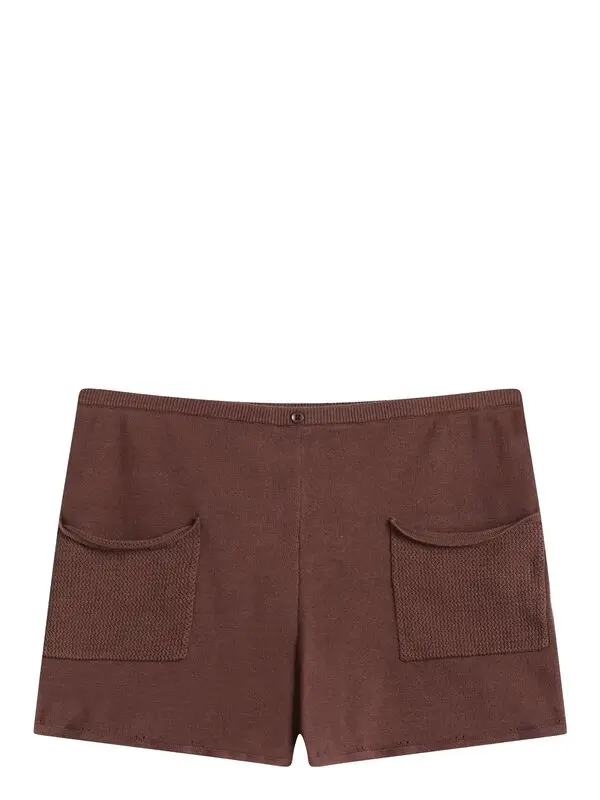 PEACHY DEN Marie Knit Shorts - Chocolate