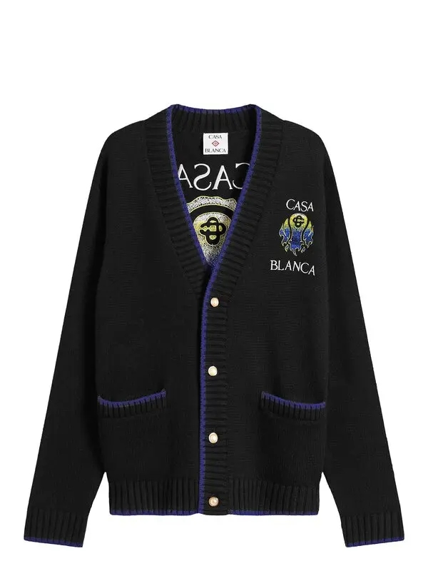 Casablanca Flaming Tennis Ball Cardigan - Black