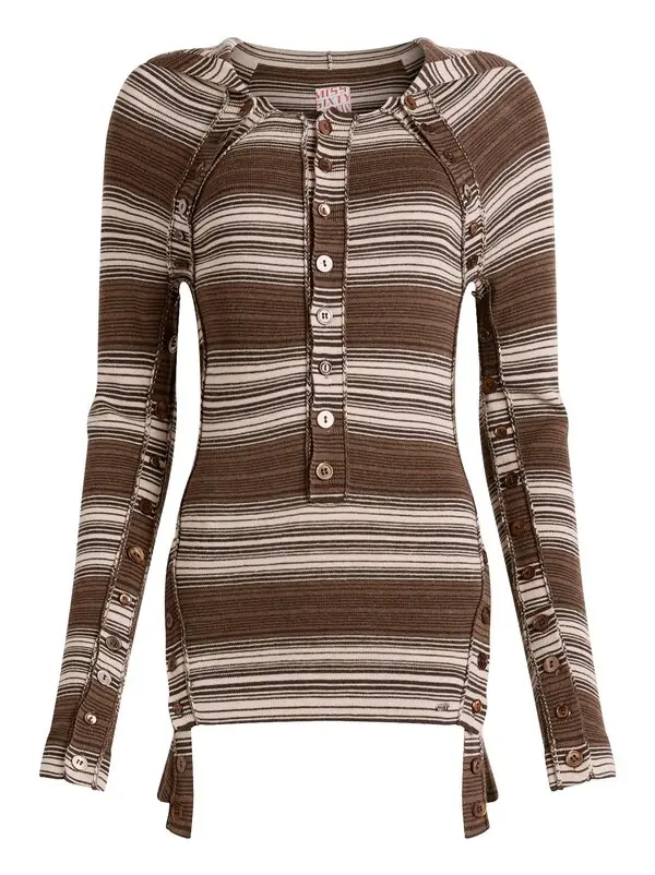 Miss Sixty Knwls X Knitted Striped Jumper - Dark Brown Beige