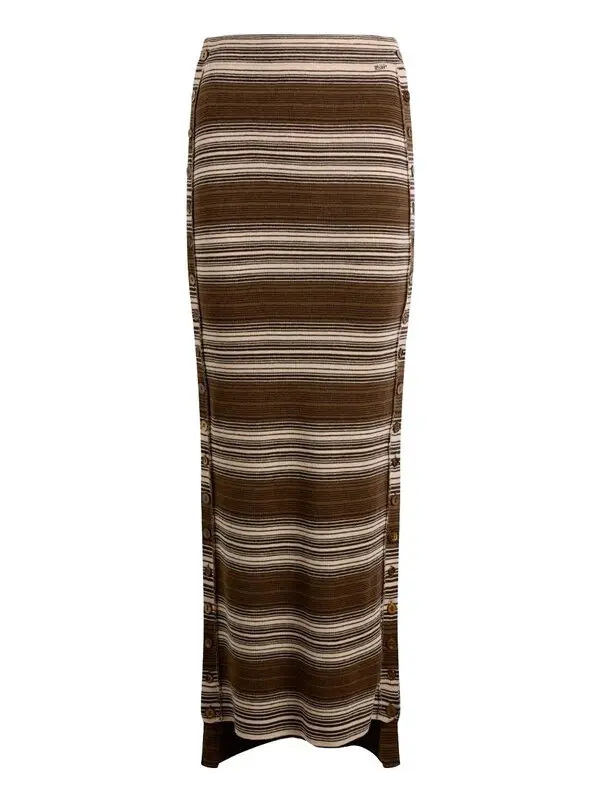 Miss Sixty Knwls X Knitted Skirt In Stripe - Dark Brown Beige