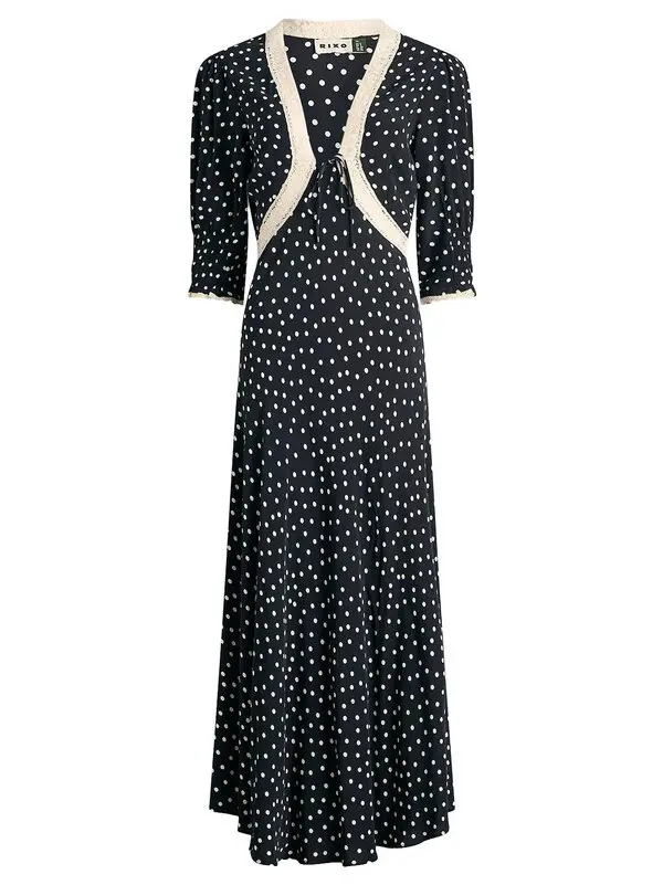 Rixo Amina Maxi Dress - Layla Dot Navy