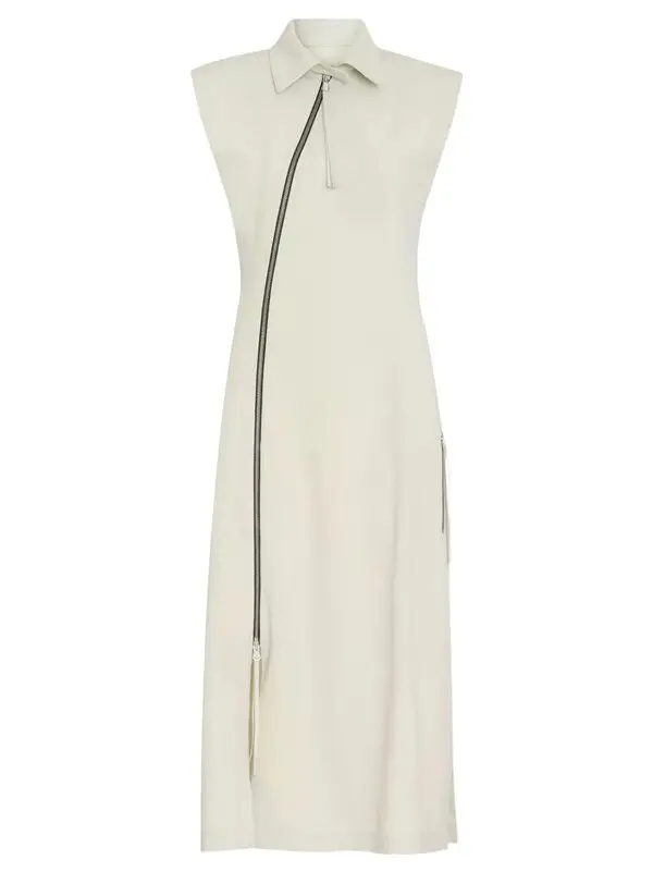 GLORIA COELHO Collared Midi Dress - Neutrals