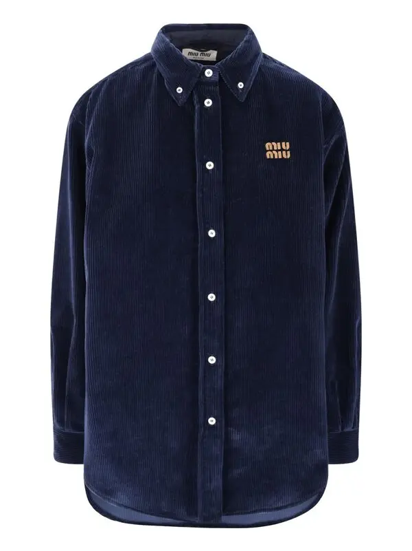 Miu Miu Logo Corduroy Shirt - Blue