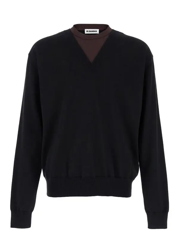 JIL SANDER Double-neck Wool Sweater - Black