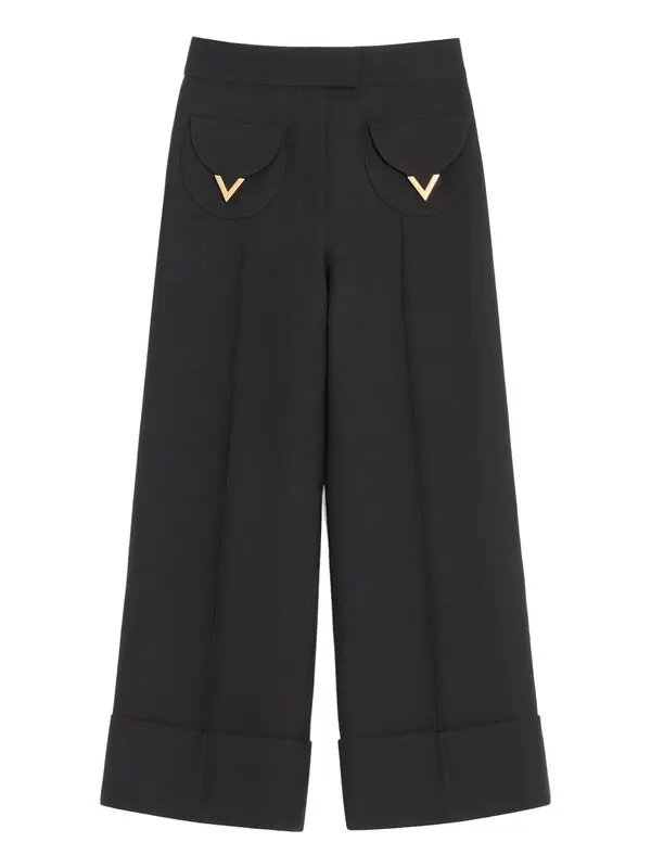 Valentino Garavani Silk Wide-leg Trousers - Black