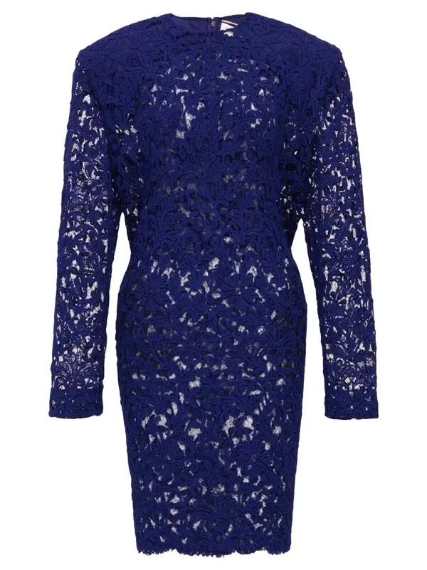 Saint Laurent Guipure Lace Mini Dress - Blue