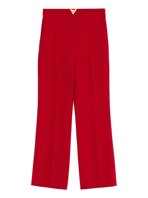 Valentino Garavani Virgin Wool Vlogo Flare Trousers - Red