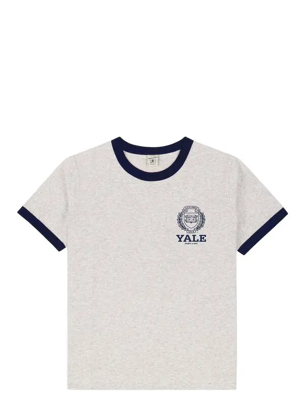 SPORTY & RICH Yale Crest Ringer T-shirt - Grey