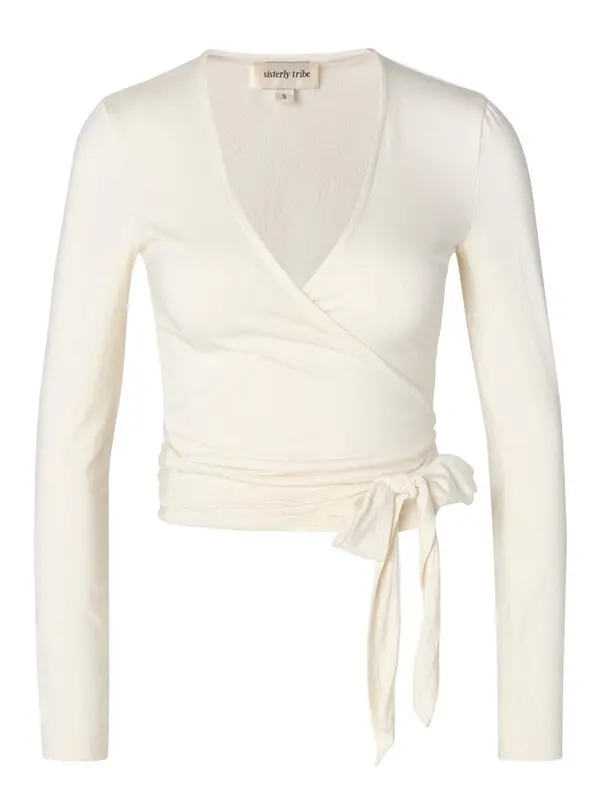 SISTERLY TRIBE Soft Ballet Wrap Top - Offwhite
