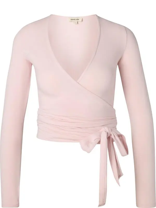 SISTERLY TRIBE Soft Ballet Wrap Top - Light Pink