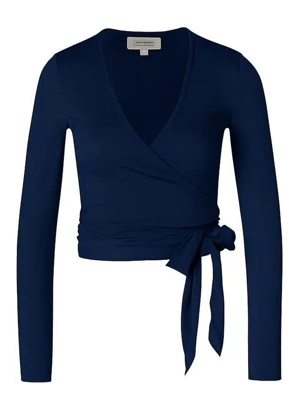 SISTERLY TRIBE Soft Ballet Wrap Top - Navy