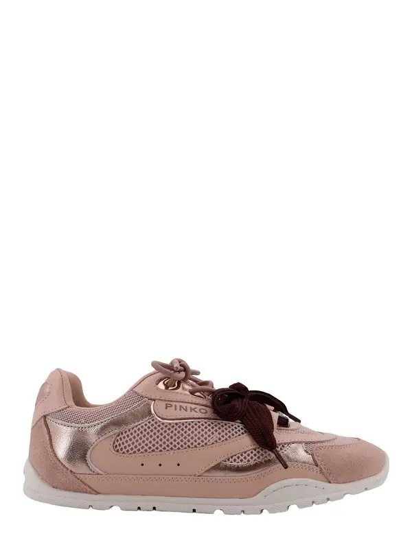 Pinko Yulia Mesh Sneakers With Suede Inserts - Beige