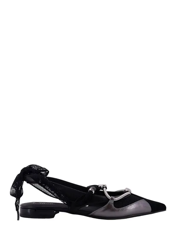 Pinko Gianira Leather Ballerinas With Suede Inserts - Black
