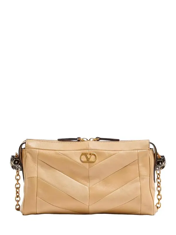 Valentino Garavani Panthea Leather Crossbody Bag - Beige