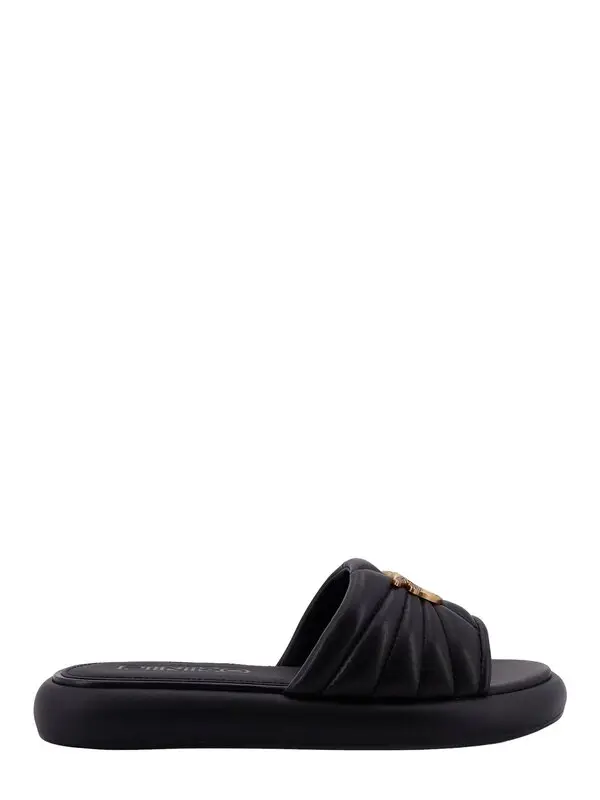 Pinko Fiona Low Leather Sandals - Black