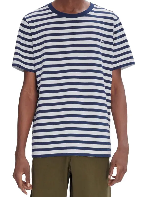 A.p.c. Standard Embroidered Striped T-shirt - Blue