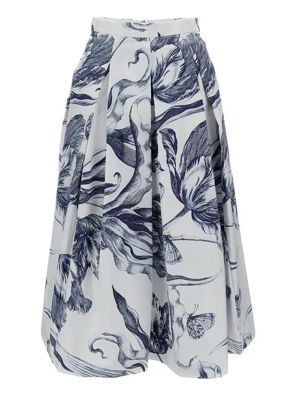 Erdem Pleated A-line Midi Skirt - White