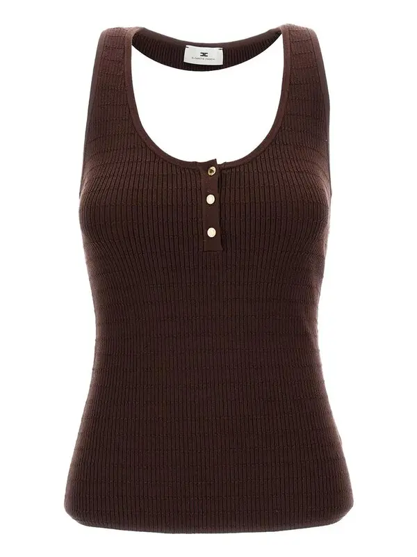 Elisabetta Franchi Ribbed Knit Top - Brown