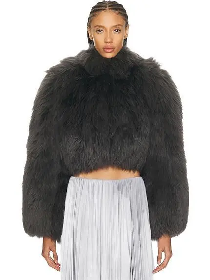 Alaïa Fur Cropped Jacket - Anthracite