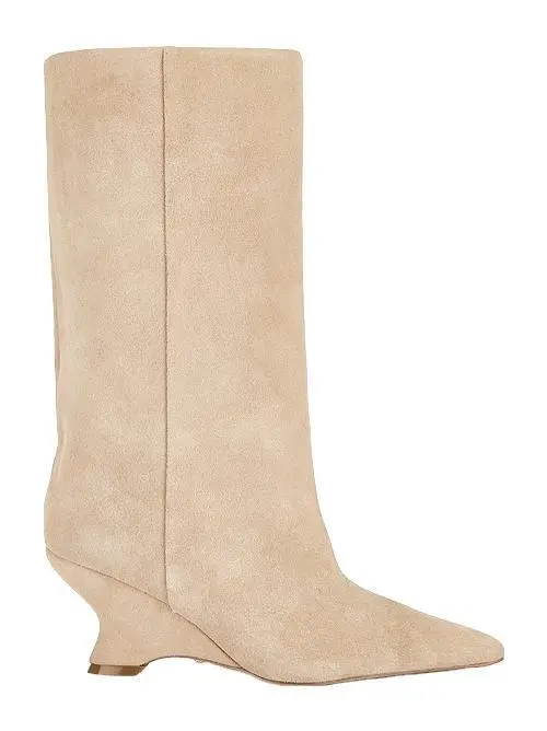 Raye Vienna Suede Wedge Boot - Neutral