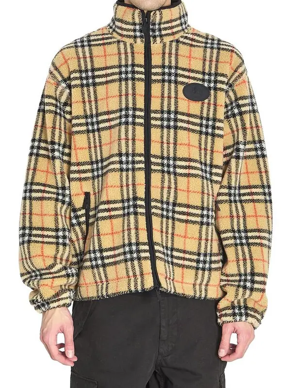 Burberry Check Wool-blend Fleece Jacket - Beige