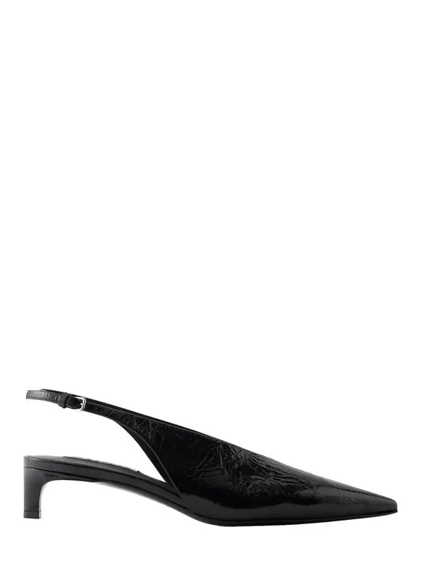 JIL SANDER Crinkled Patent-leather Slingback Pumps - Black