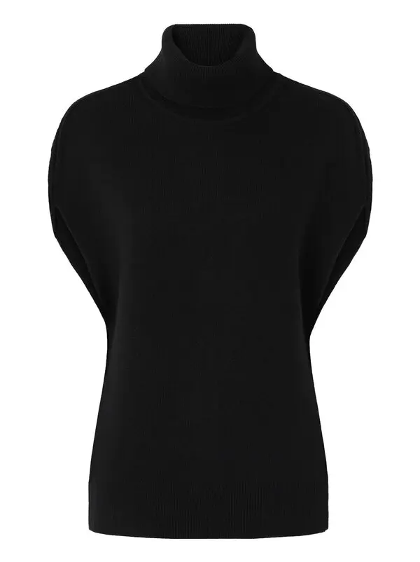 TOTEME Wool-blend Turtleneck Sleeveless Sweater - Black