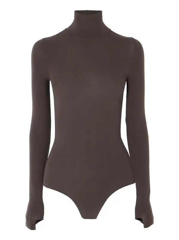 Commando Stretch-jersey Turtleneck Thong Bodysuit - Brown