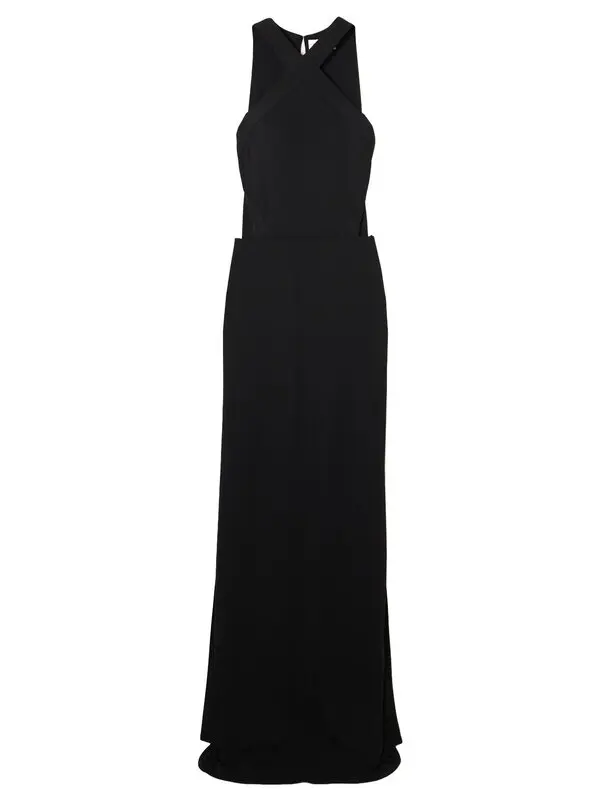 THE NEW ARRIVALS ILKYAZ OZEL Yoko Cutout Crepe Halterneck Gown - Black