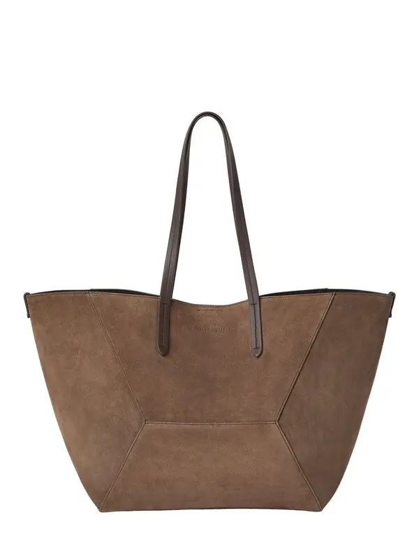 Brunello Cucinelli Large Suede Bc Duo Tote Bag - Brown