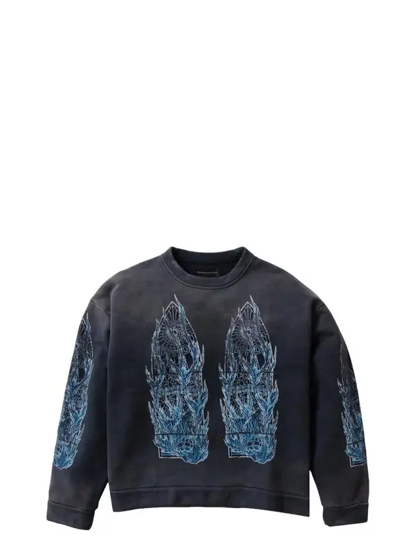 WHO DECIDES WAR BY EV BRAVADO Flame Glass Pullover - Indigo