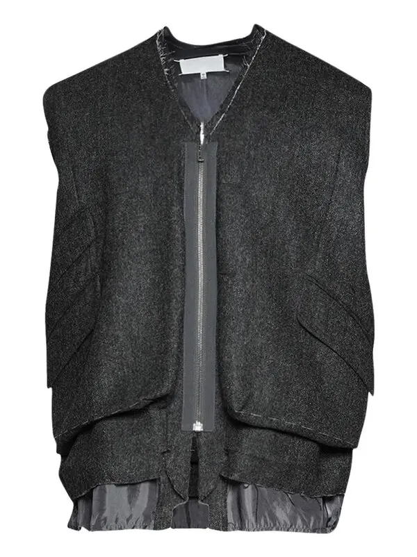 MAISON MARGIELA Zip-up Wool Gilet - Grey
