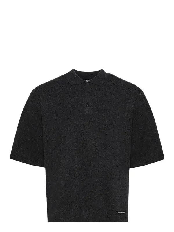 Alexander Wang Ss Polo With Knit Logo Label Charcoal - Gray