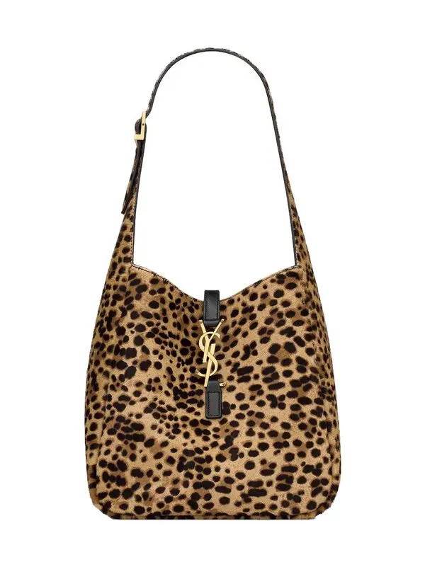 Saint Laurent Le 5 Ã 7 Supple Small Bag Leopard-print Pony Hair - Brown