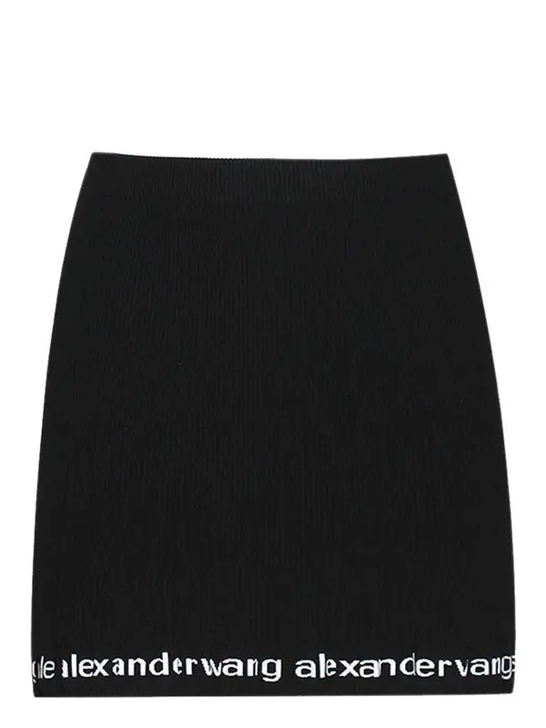 Alexander Wang Ribbed Mini Skirt With Logo - Black