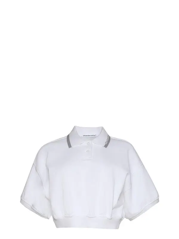Alexander Wang Cropped Cinched Polo Top - White