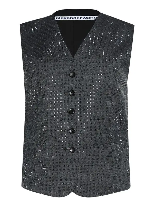 Alexander Wang V-neck Vest With Hotfix - Grey