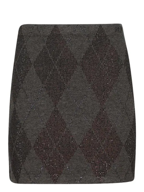 Alexander Wang A-line Argyle Crystal Hotfix Skirt - Brown