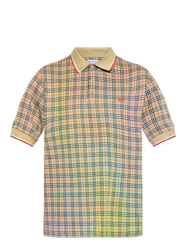 Burberry Check-pattern Logo-detail Polo Shirt - Neutrals