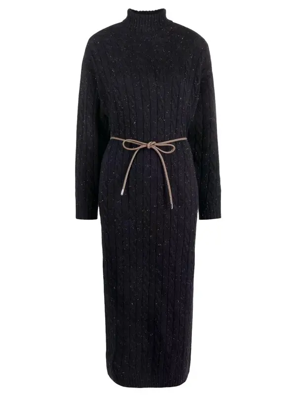 Peserico Roll-neck Tricot Midi Dress - Blue