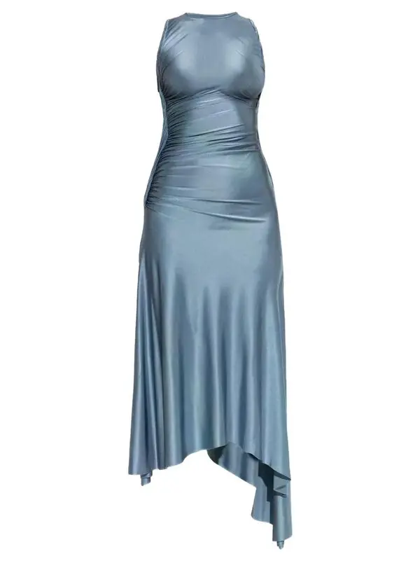 Victoria Beckham Ruched Asymmetric Midi Dress - Blue