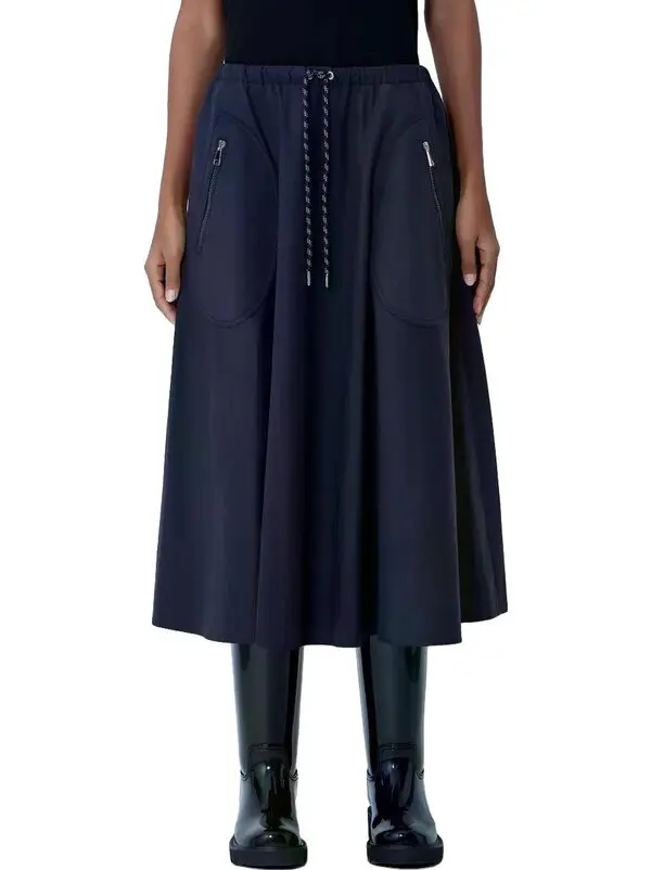 Moncler Drawstring A-line Midi Skirt - Grey