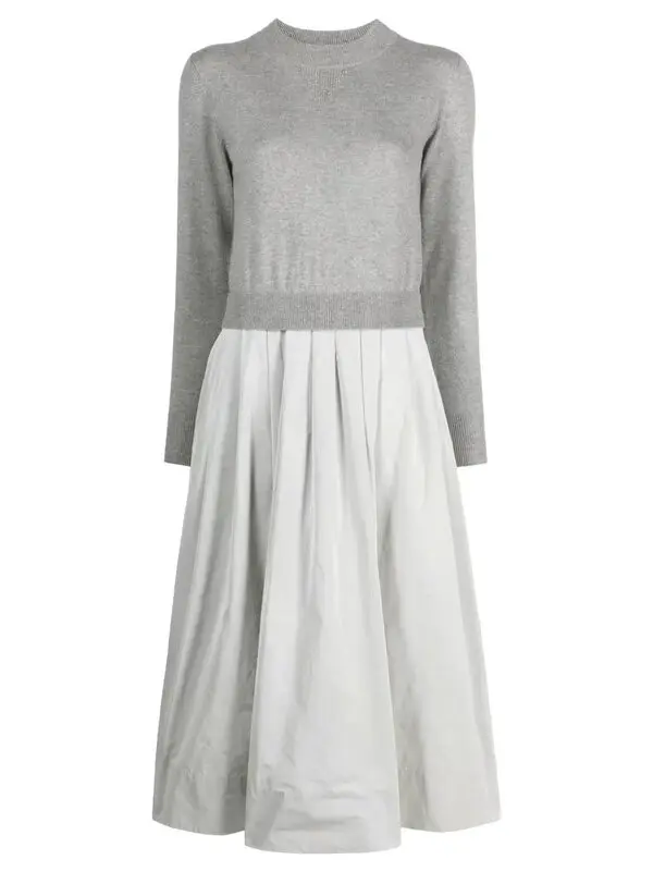 Peserico Knitted-panel Flared Midi Dress - Grey