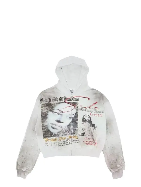 VALE FOREVER Printed Zip-up Hoodie - Grey