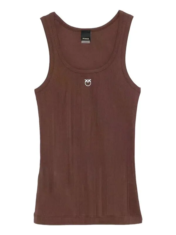 Pinko Logo Appliqué Ribbed Tank Top - Brown