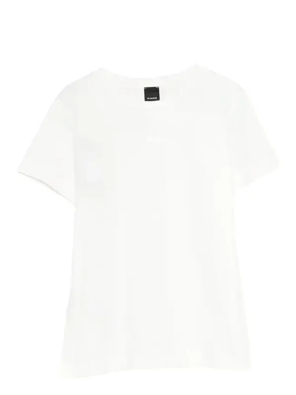 Pinko Crewneck Cotton T-shirt With Logo Detail - White