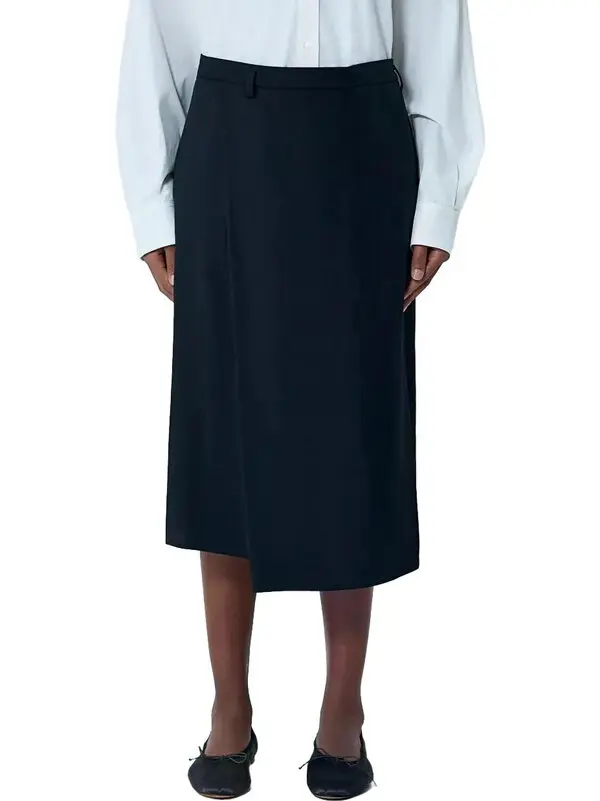 THE ROW Asymmetrical Midi Skirt - Black