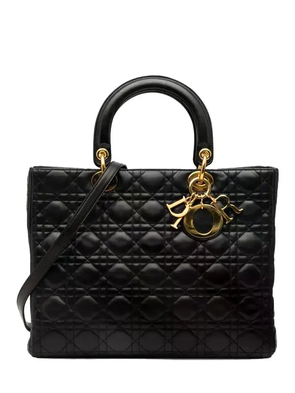 Dior 1997 Lambskin Cannage Lady Satchel - Black