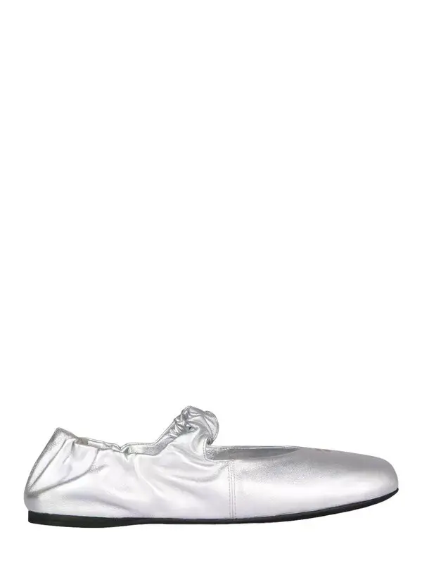 Miu Miu Ruched Nappa Ballet Flats - Silver
