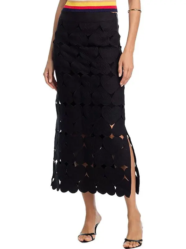 Farm Rio Hearts Midi Skirt - Black